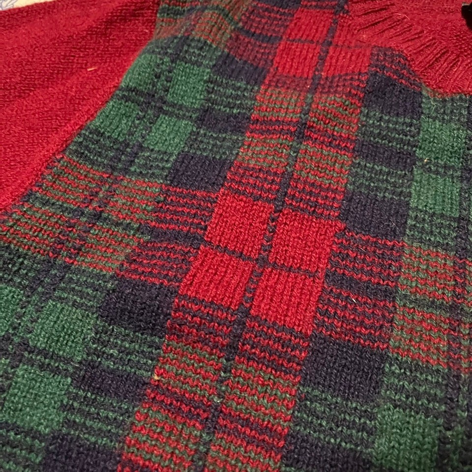 Vintage 90s James River Traders Red Plaid Wool Sweater 1990s | eBay