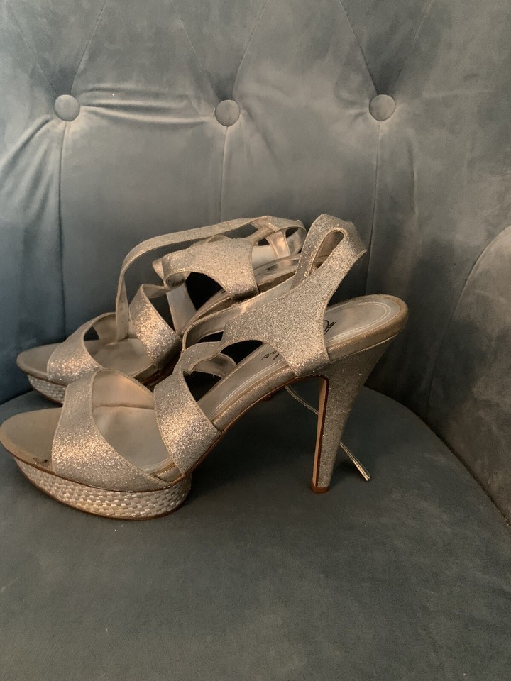 Metaphor Women’s Heels Shoes Platform Sandals 5 Inch Heel Silver Size ...