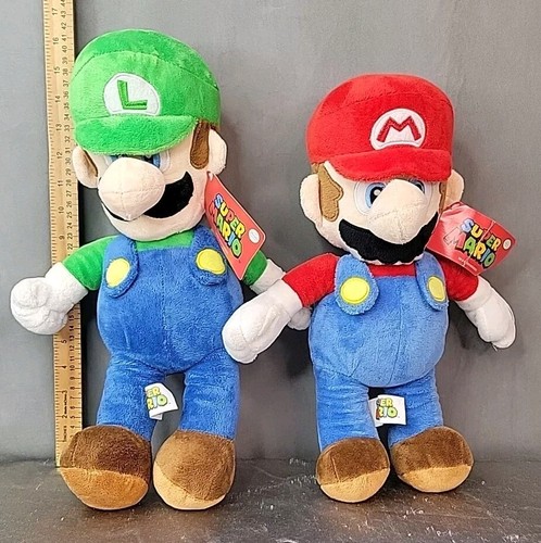 Super Mario and Luigi Plush Lot 15" Mario Stuffie 17" Luigi stuffie NEW ...