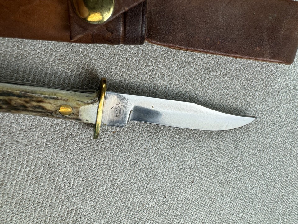 Jacobs Custom Fixed Blade Knife Knives Stag Handle Drop Point | eBay