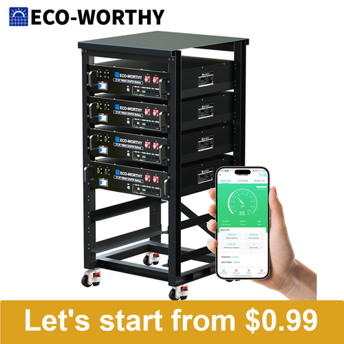 ECO-WORTHY 4Pack 48V 100Ah 20.48KWh Server Rack LiFePO4 Battery ...