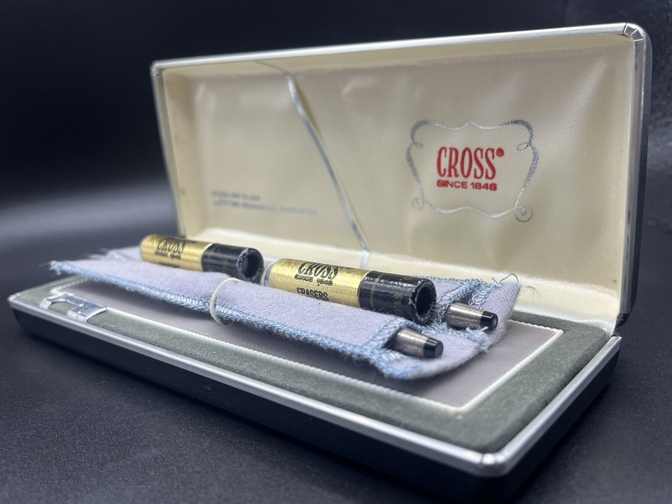Cross Sterling Silver Pen and Pencil Set 4 Extra Erasers Original Box ...