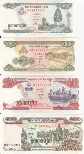 CAMBODIA,SET OF 4 PCS NOTES,100-1000 RIELS-ALL UNC 1995-1999 | eBay UK