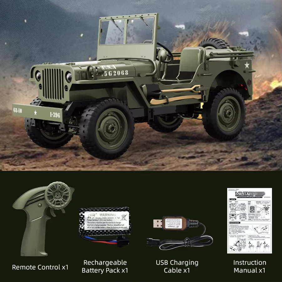 JJRC C8815 Willys Jeep 2.4G 1/10 Military Truck 4WD Off-Road RC Car w ...