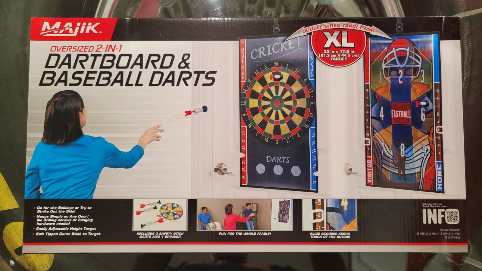 Factory Sealed New Majik 2 in 1 Dartboard and Baseball Darts Family Fun ...