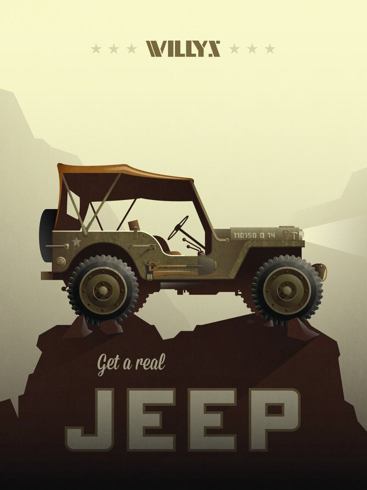 US Army Jeep Willis Get a Real Jeep Poster Print Picture | eBay