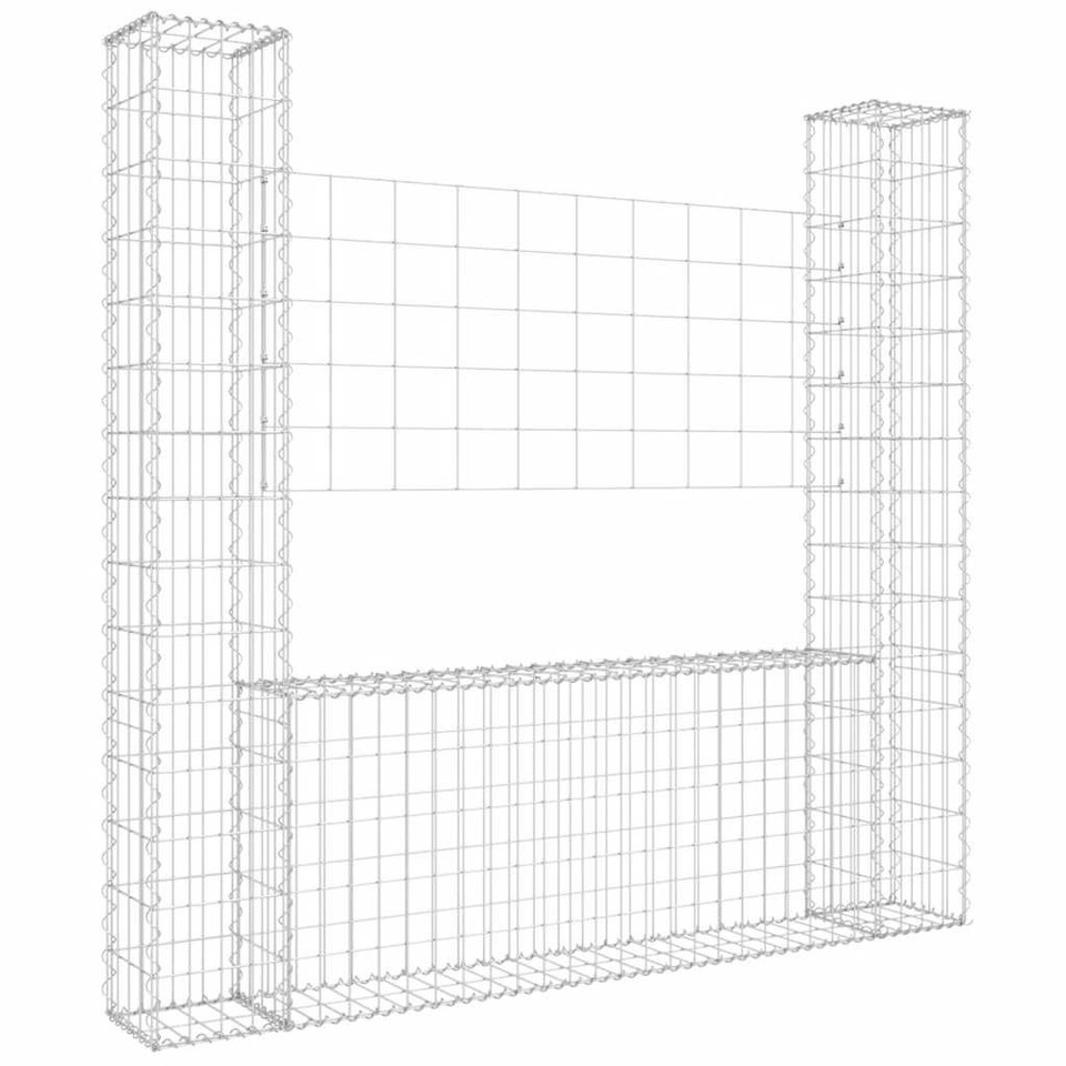 U-shape Gabion Basket with Posts Basket Wire Fence Retaining Wall Iron ...
