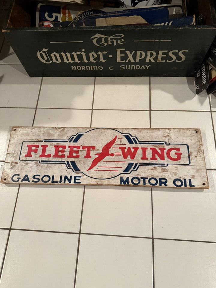FLEET WING VINTAGE ORIGINAL GASOLINE & MOTOR OIL ADVERTISING SIGN SOHIO ...