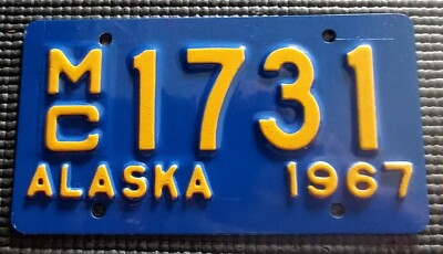 1967 Alaska Motorcycle License Plate 1731 - Great Colors - Biker Wild ...