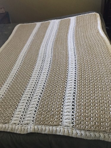 Handmade Crocheted Neutral Colored Blanket Throw Cover 50X66 Inches | eBay