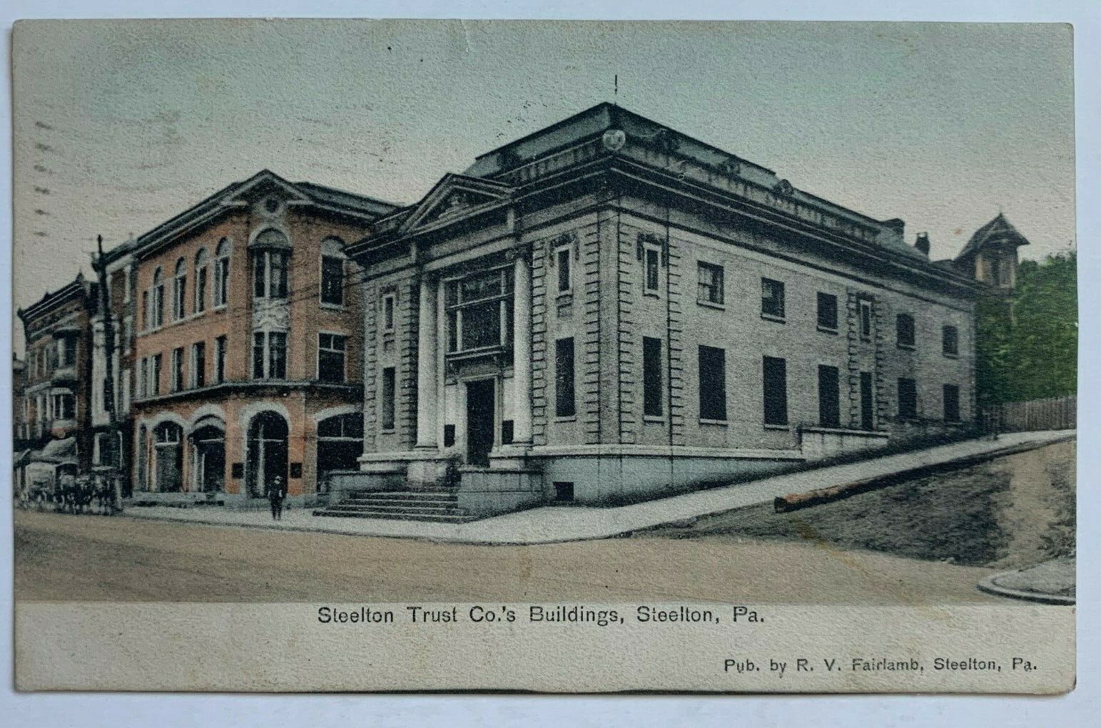1908 PA Postcard Steelton Pennsylvania Trust Co.'s Buildings Dauphin ...