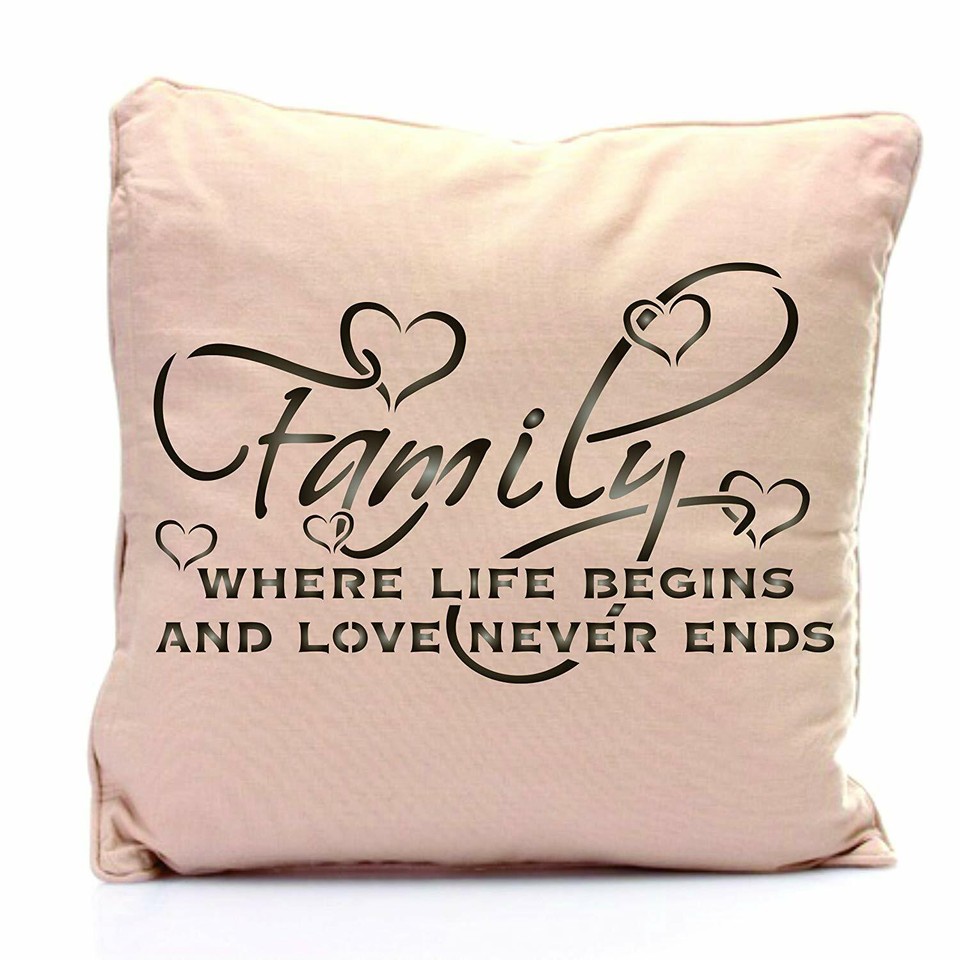 Family Stencil Reusable Quote Saying Words Template Wall Fabric ...