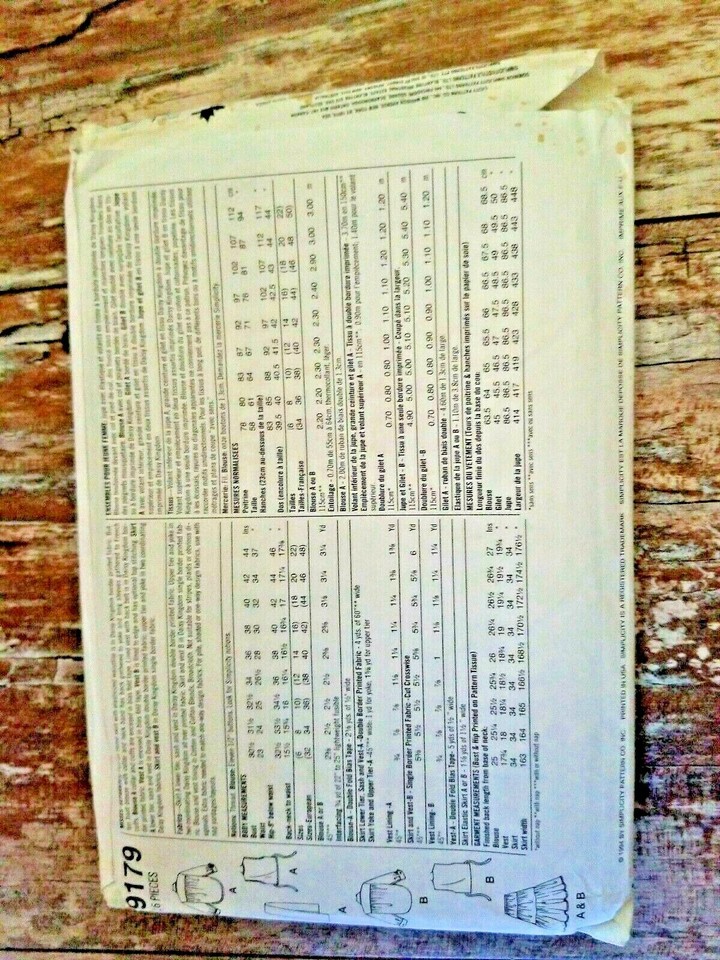 Simplicity Sewing Pattern 9179 Misses Skirt Blouse Vest 6-10 UC Cottage ...