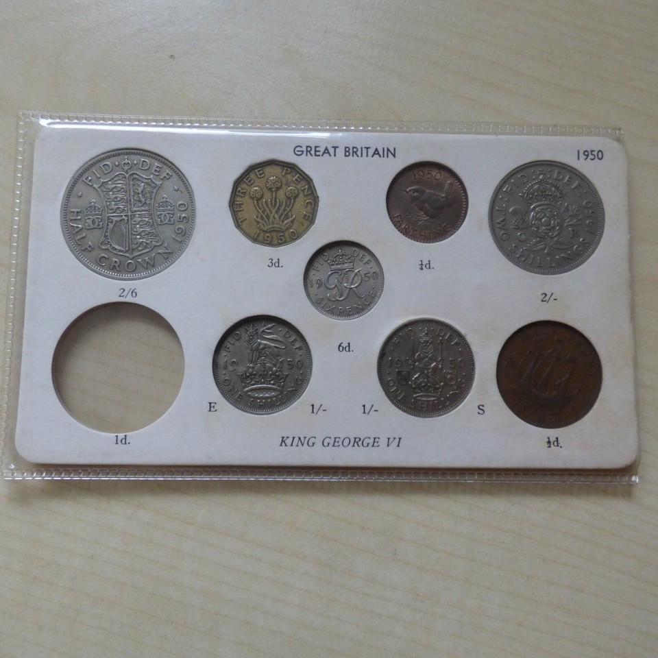 Coin Year Set Display Cards Half Crown Pennies Farthing Choose from ...