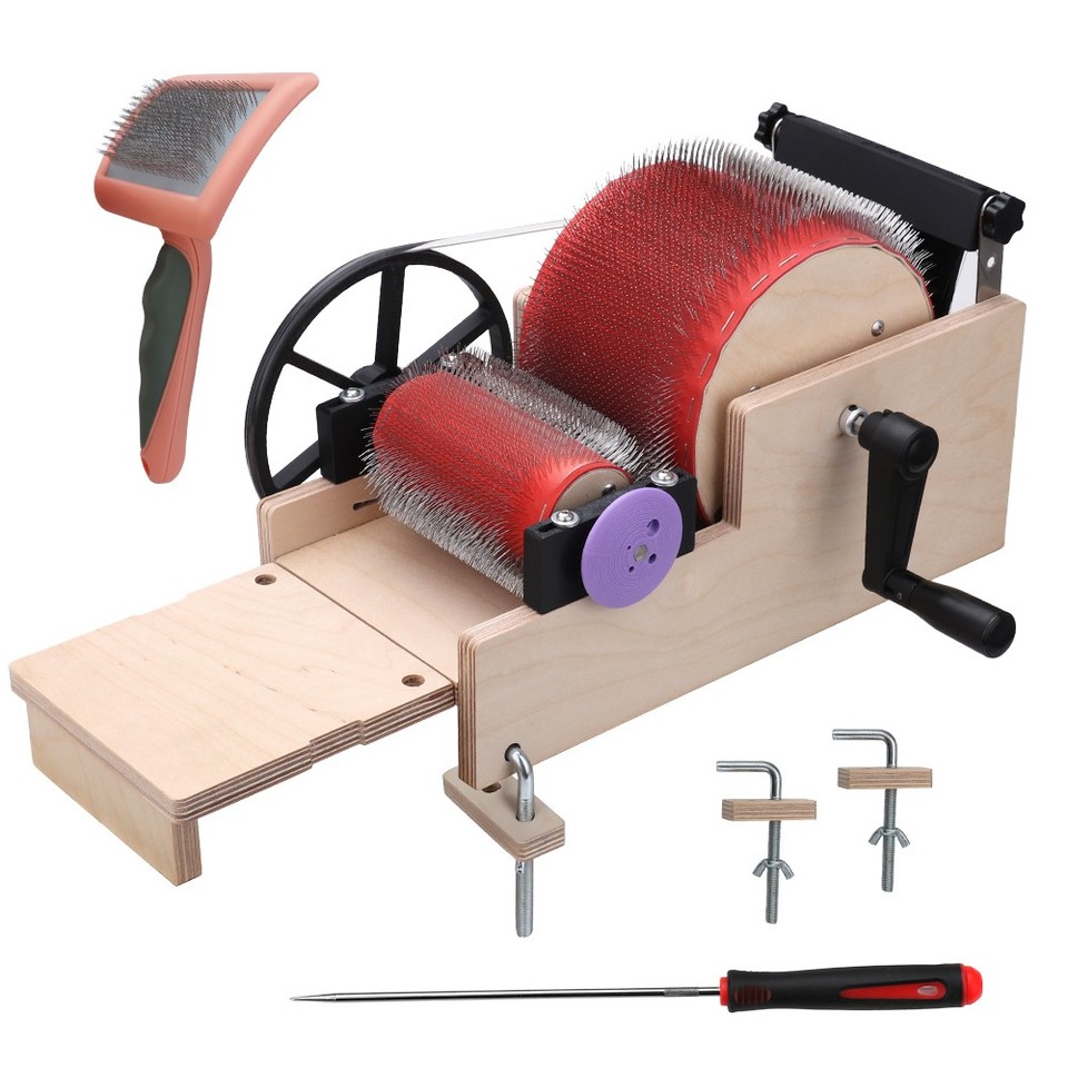 Wool Drum Carding Machine Wooden Frame Craft Drum Carder Manual Fibre ...