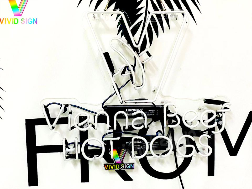 Vienna Beef Hot Dogs 19"x15" Glass Neon Sign Restaurant Decor ...