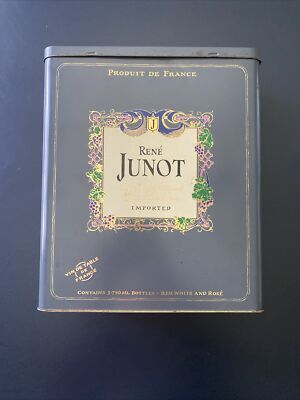 Rene Junot Tin Wine Canister 3 Bottle Vintage - Empty Storage Container ...