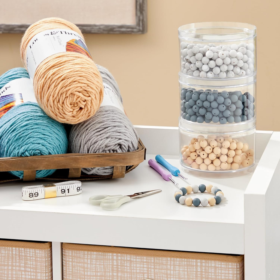 Bella Stackable Clear Plastic Container (Set of 3) round Vanity Storage ...