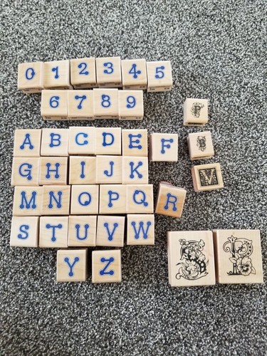 Wooden Rubber Ink Stamps Alphabet Letters Numbers NEW | eBay