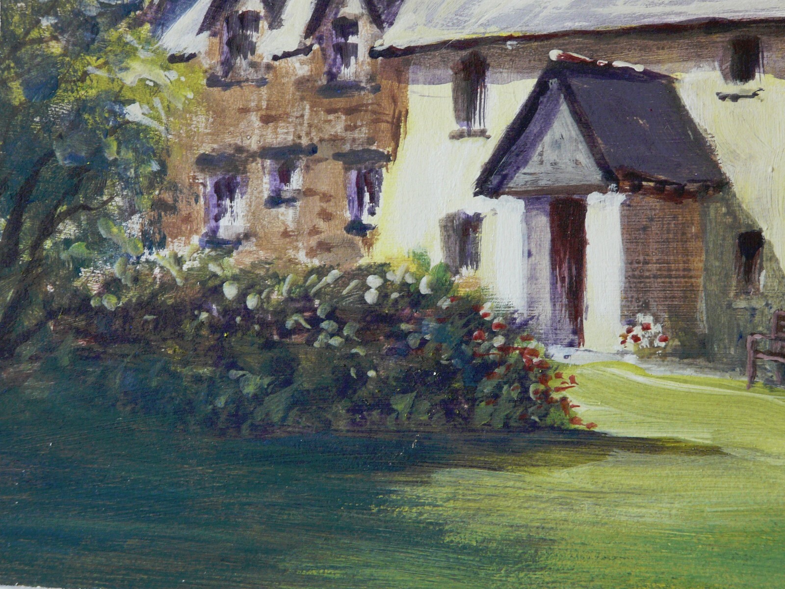 Cottages, North Devon. Acrylic by Essex artist Colin Steed. | eBay UK