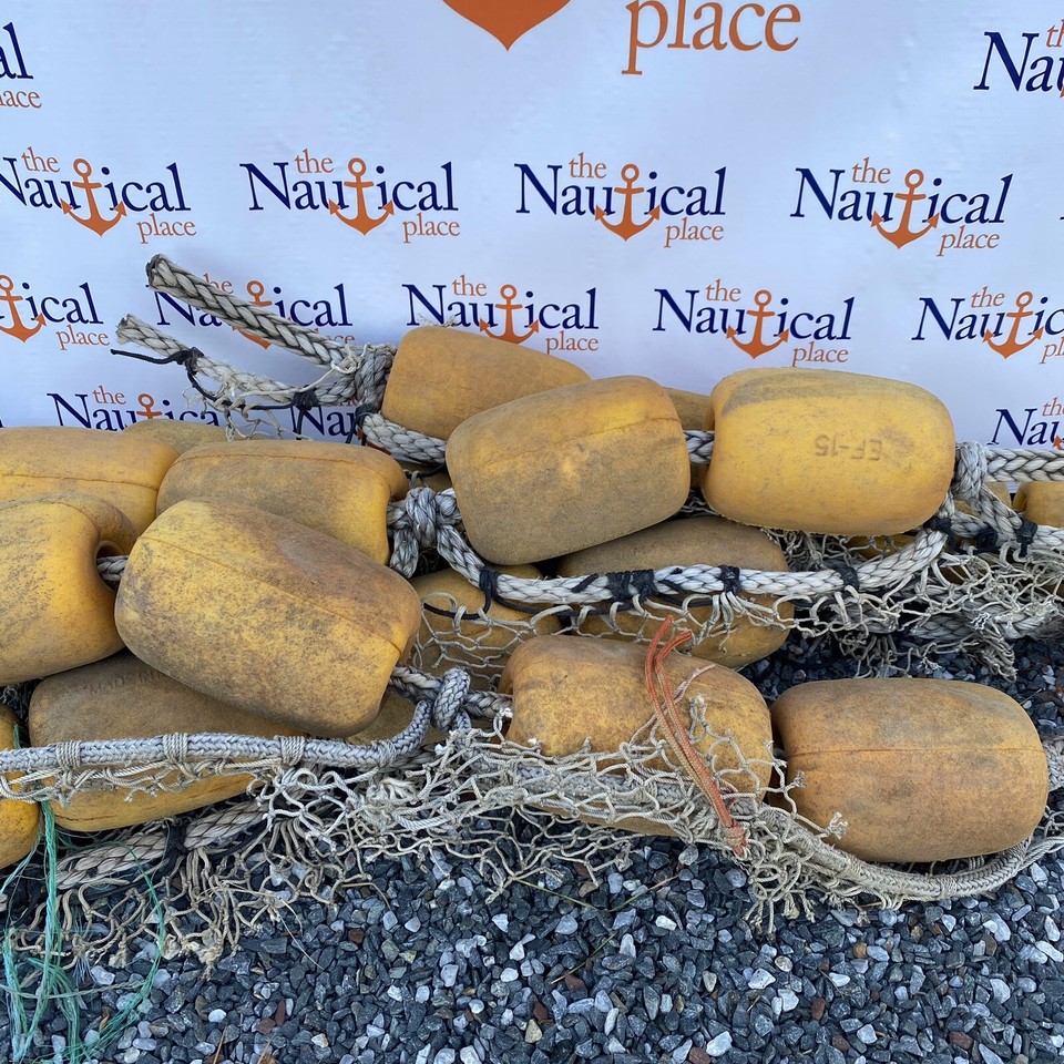 4 x Authentic Used Fishing Net Floats On Rope ~ Old Vintage Nautical ...