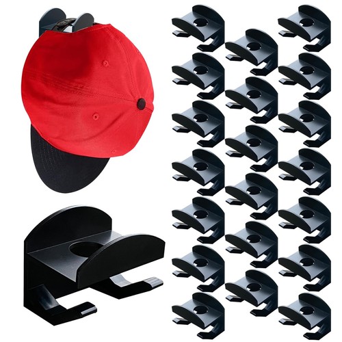 Adhesive Hat Hooks for Wall (20-Pack) No Drilling Caps Holder Organizer ...