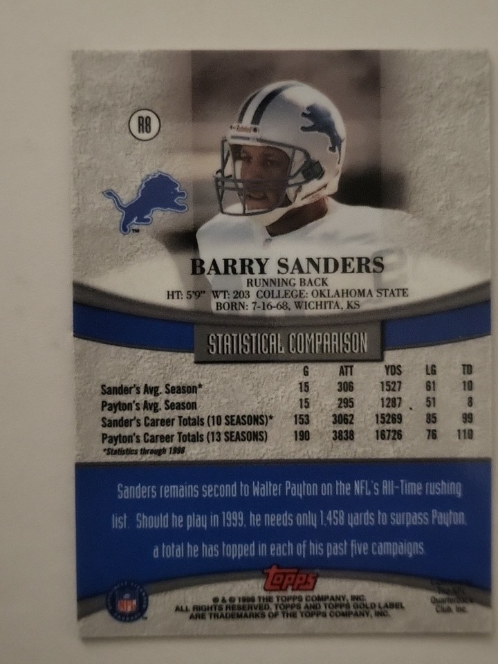1999 Topps Gold Label - Race To... Race to Payton Barry Sanders, Walter ...