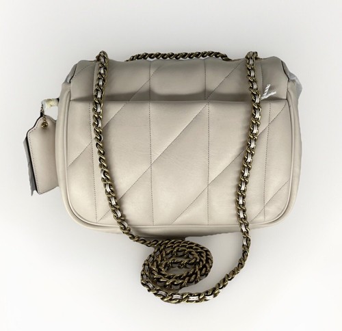 COACH Quilted Pillow Madison Shoulder Bag Chalk Leather, Designer, One ...