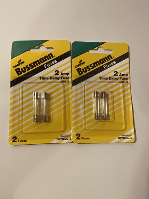 Bussmann 2 amps 250 volt Glass Time Delay Glass Fuse 2-2 Packs (4 Total ...