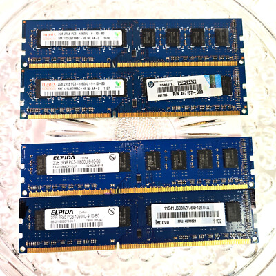 4 Sticks of 2 gig ram PC3 10600U-9-10-B0 mixed lot Modules. Total 8 ...
