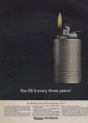 1962 Ronson PRINT AD Lighter Varaflame Butane Lighter Great documenting ...