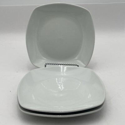Tabletops Gallery 7 1/2" Quinto White Square Salad Plates Set of 3 NEW ...