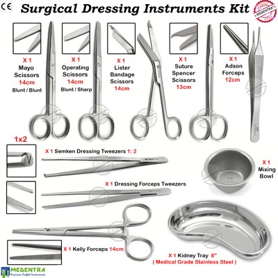 MEDICAL FIRST AID SUTURE WOUND DRESSING SCISSORS TWEEZERS SURGICAL ...