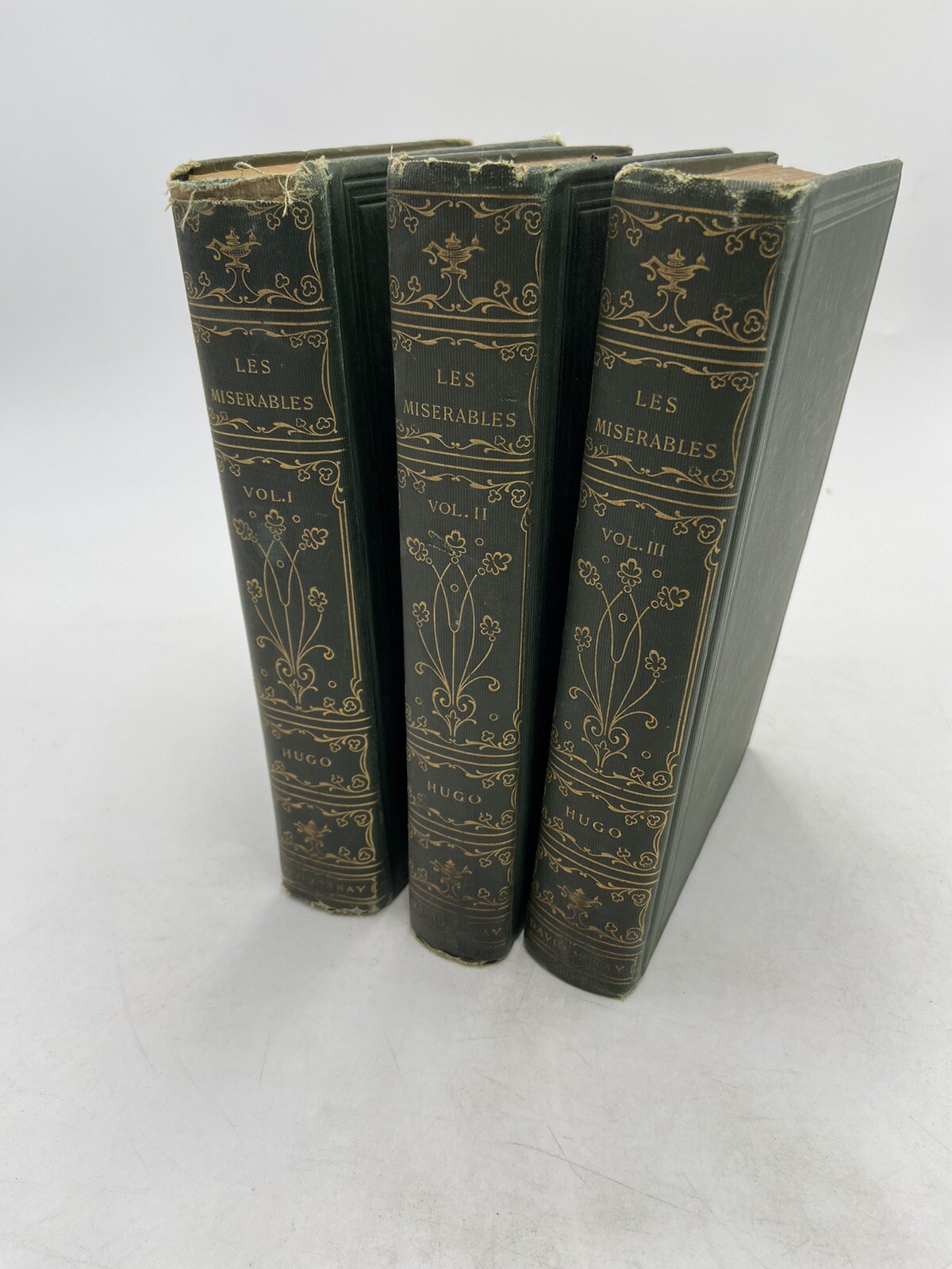 LES MISERABLES IN 3 VOLUMES BY VICTOR HUGO ILLUSTRATED DAVID MCKAY GILT ...