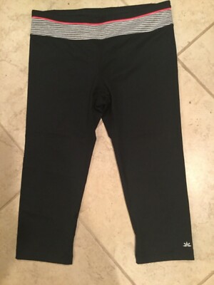 Lukka Capri Leggings Womens Large Black/stripe waist Activewear Workout ...
