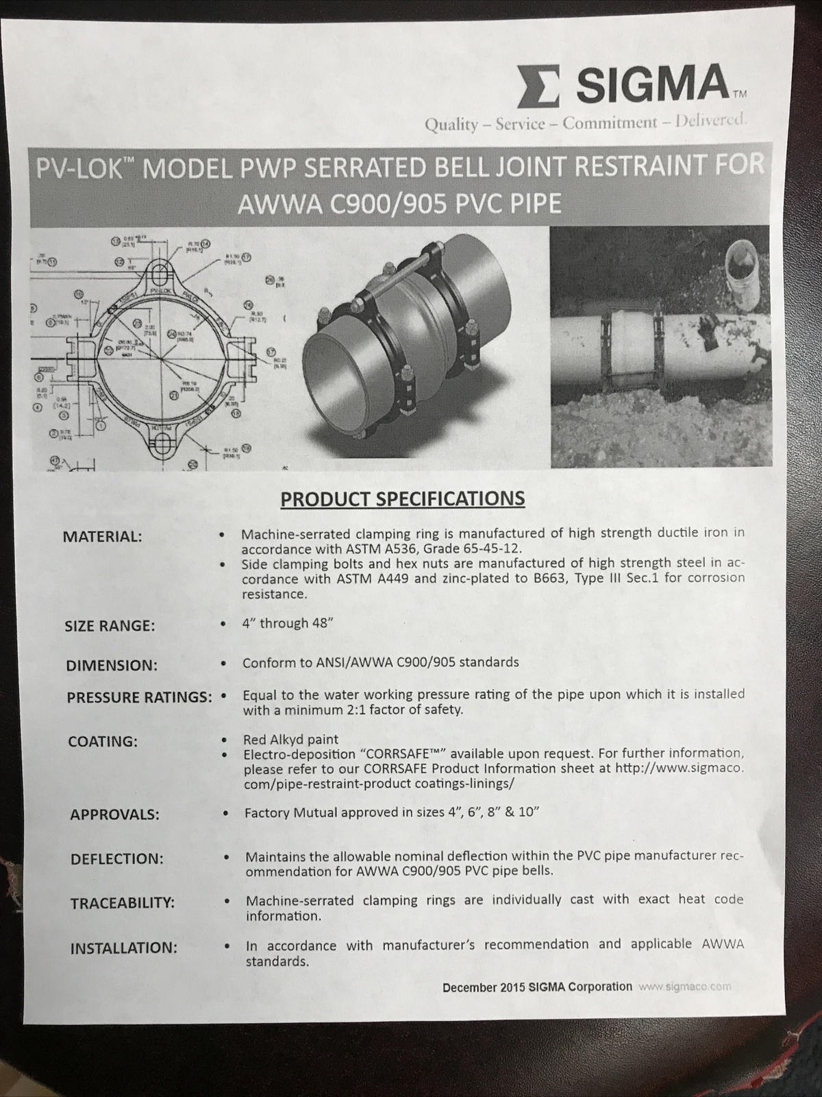 LOT OF SIX SETS 20” PV-LOK SIGMA PWP-C20 SERRATED BELL JOINT RESTRAINT ...