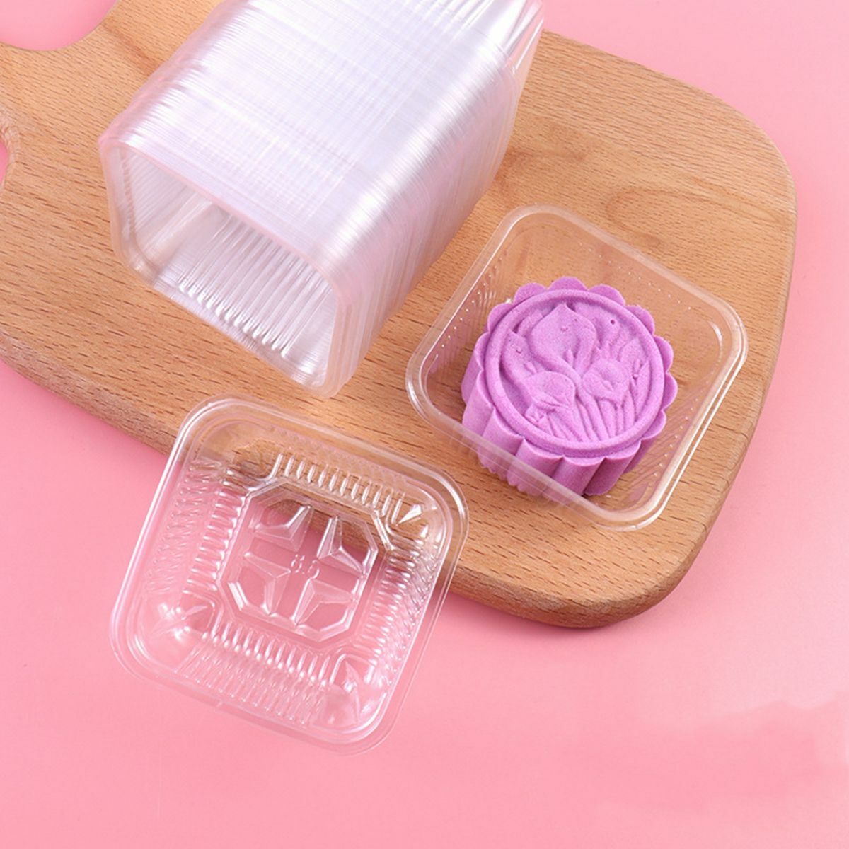 100pcs Plastic Square Mooncake Boxes - Cheesecake Bath Bomb Hot ...