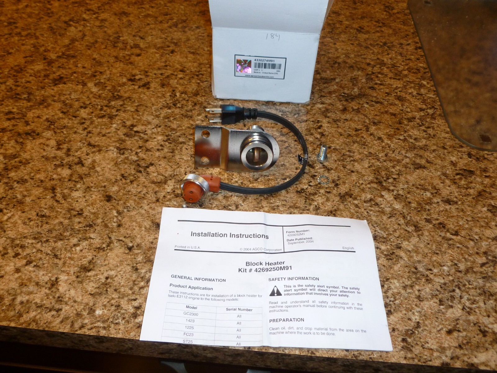 4330274M91 OEM Agco Parts Engine Block Heater Kit For Massey Ferguson ...