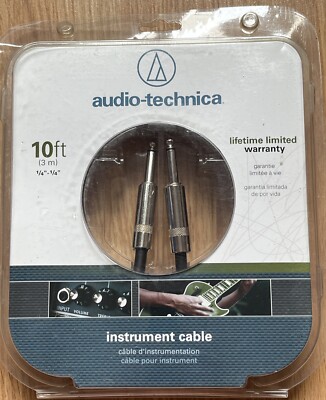 NEW; 10 ft. Guitar / Instrument cord Audio-Technica 1/4" to 1/4" Plug ...