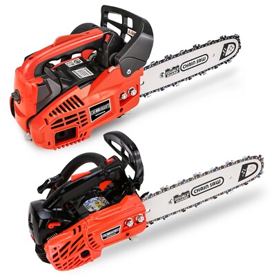 2Types Gas Top Handle Chainsaw with 12'' Bar Chain 2-Stroke Engine Cut ...