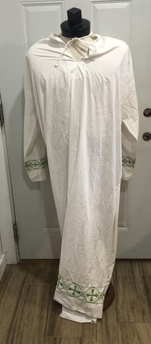 Catholic Church White Alb With Green Crosses | eBay