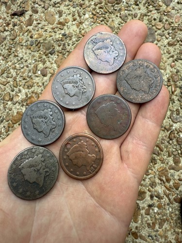 Lot Of 7 Early US Large Cent Copper Coins Pennies 1817 To 1840s | eBay