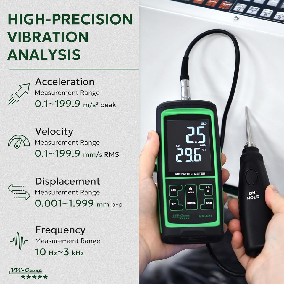 Vibration Meter Digital Vibrometer Handheld Vibration Analysis ...