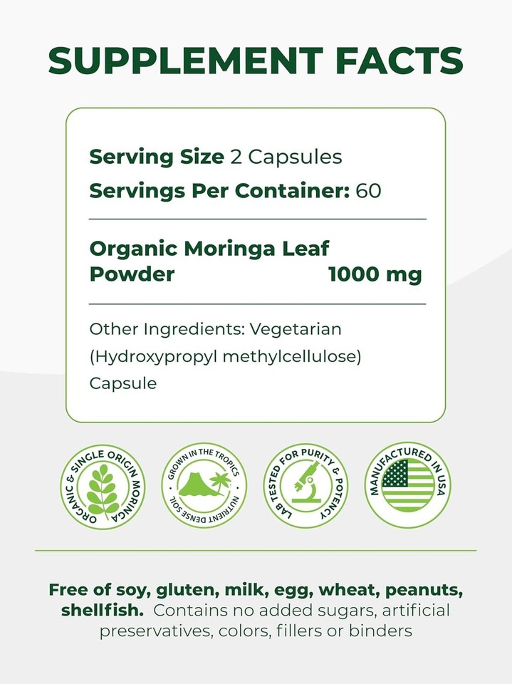 3x PURA VIDA MORINGA 360 Capsules SINGLE ORIGIN MORINGA LEAF POWDER | eBay
