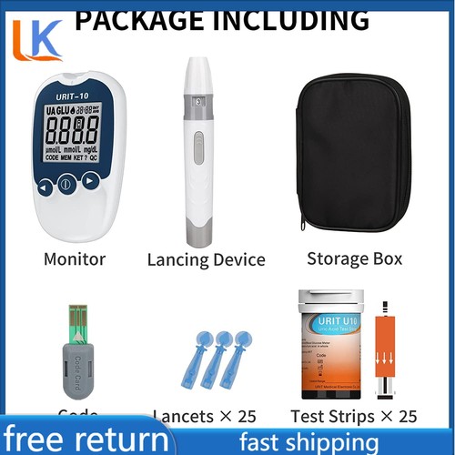 URIT Uric Acid Meter Health Tester Kit & 25pcs Test Strips & Lancet ...