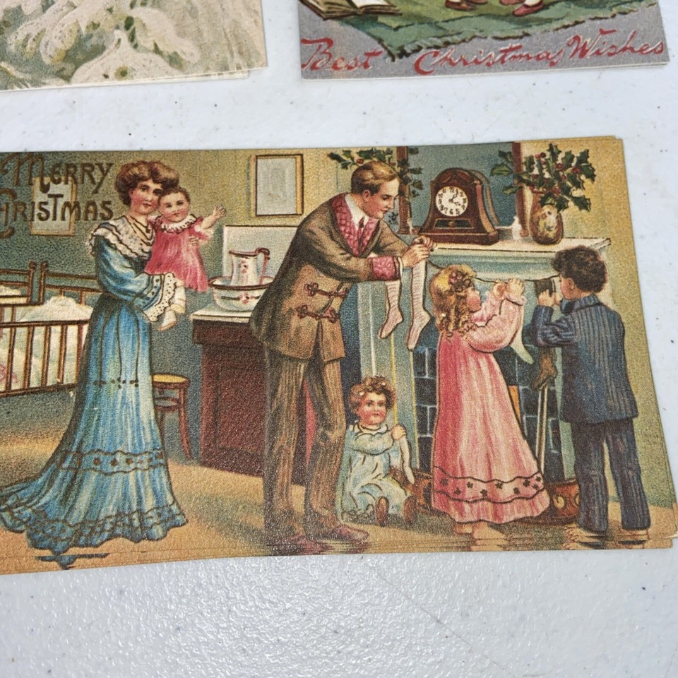 Christmas Postcards with Winter & Family Scenes Printed USA NOS Set 24 ...