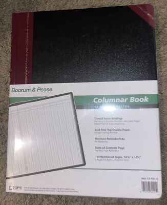 Boorum & Pease Columnar Accounting Book 12 Column Black Cover 150 Pages ...