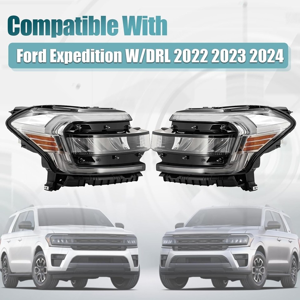 Pairs Full LED Headlight Headlamp With DRL Fit For 2022-2024 Ford ...