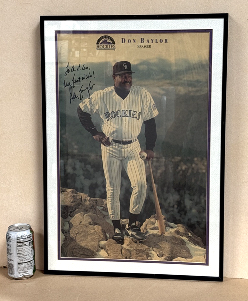 Don Baylor Signed Colorado Rockies Manager Photo 14x21 Matted Framed ...