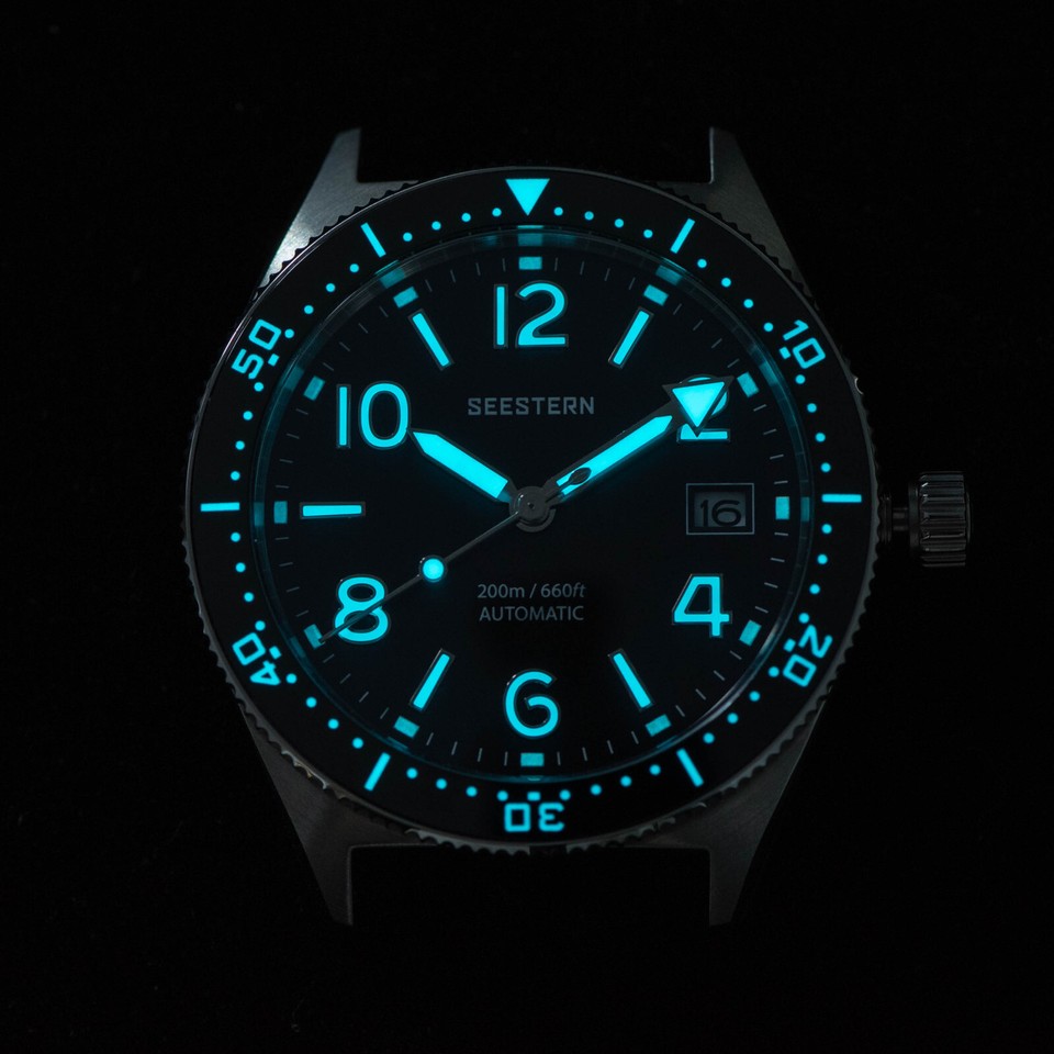 Seestern Domed Sapphire Mechanical Mens NH35 Diver Watch SEAGULL 1963 ...